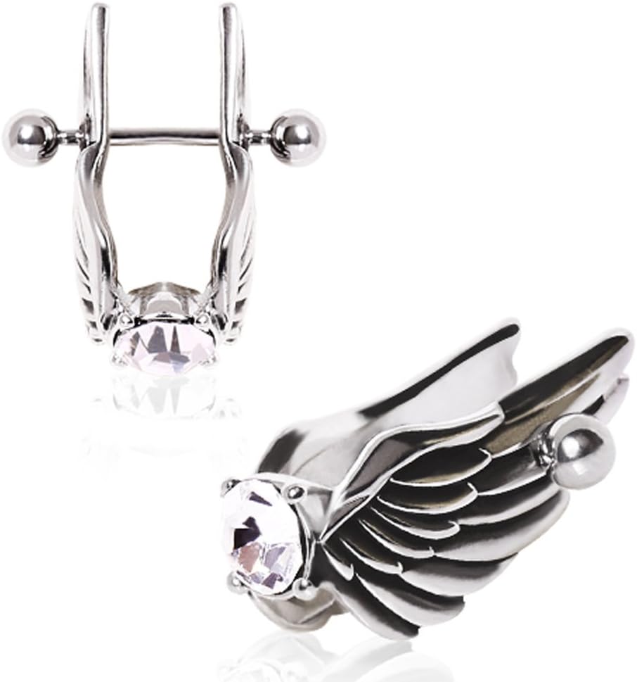 Amazon.com: Feathered Angel Wings Gem Cartilage Earring 316L Surgical ...