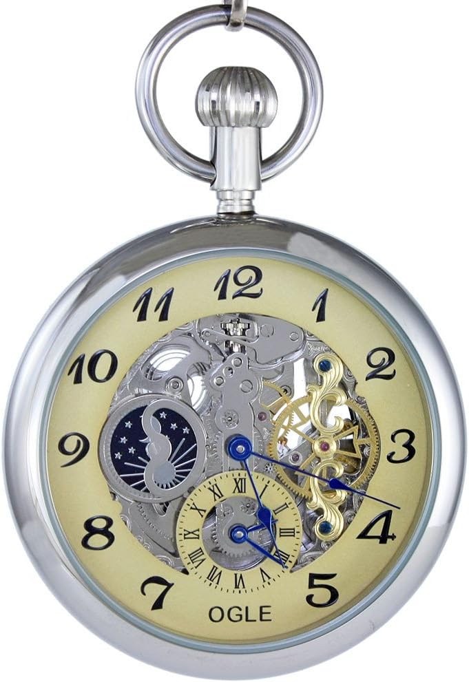 Amazon.com: OGLE 3ATM Waterproof Large Size Skeleton Vintage Stainless ...