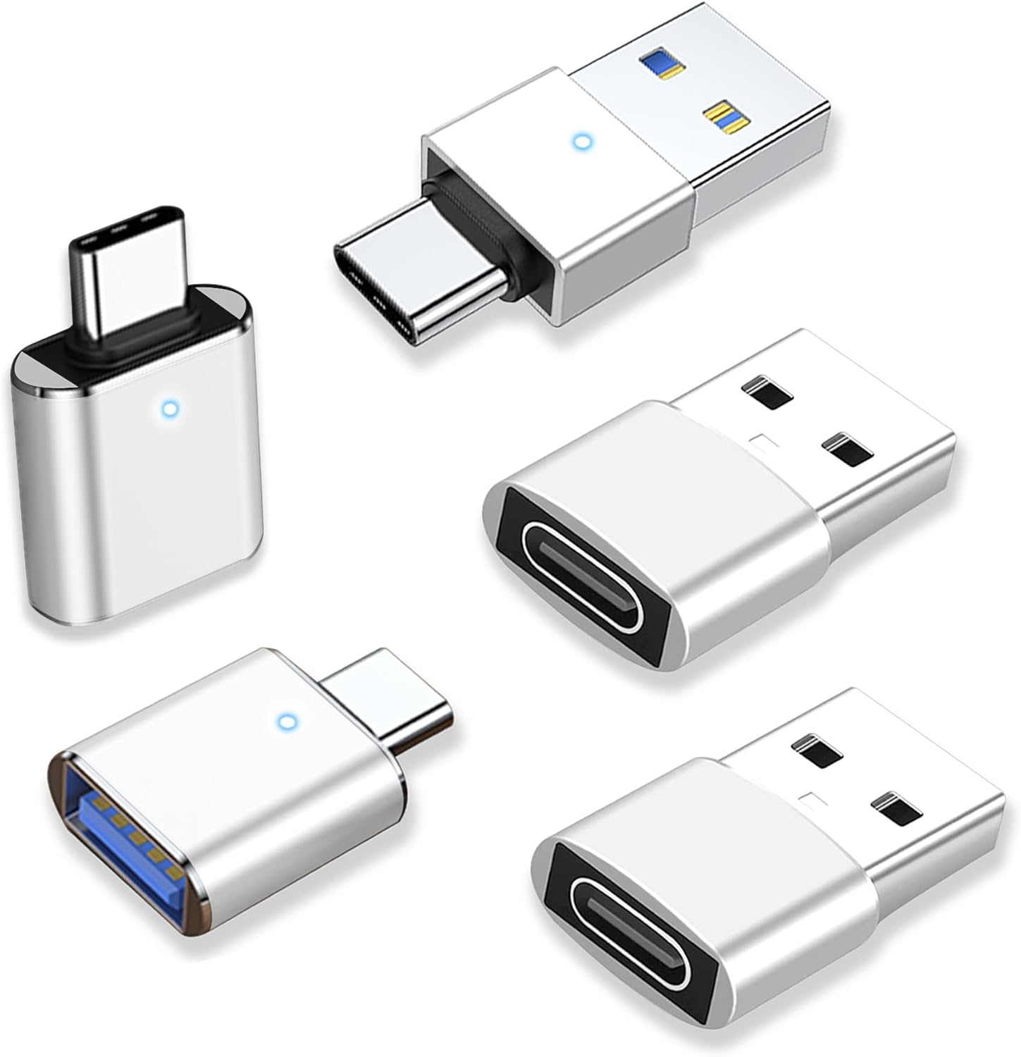 Amazon.com: USB C Adapter (5-Pack), 1*USB A Male to USB C Male, 2*USB ...