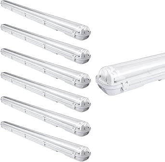 Hebitod 6 Pack LED Batten Light 5FT Cool White 2xT8 Tube Light 24W ...