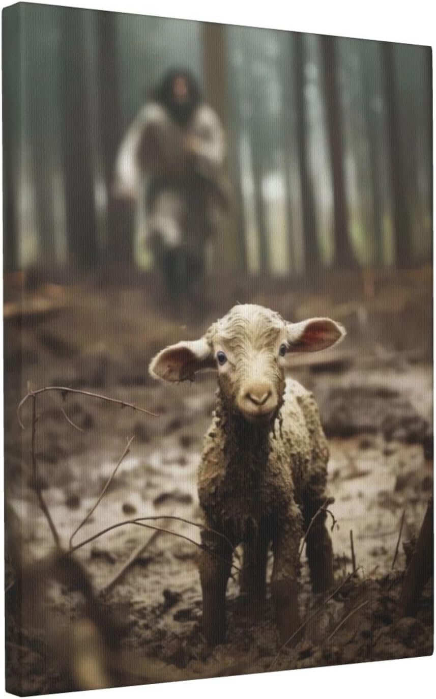 Amazon.com: FOSMXA Jesus and Lamb Canvas Wall Art Christian Gifts Jesus ...