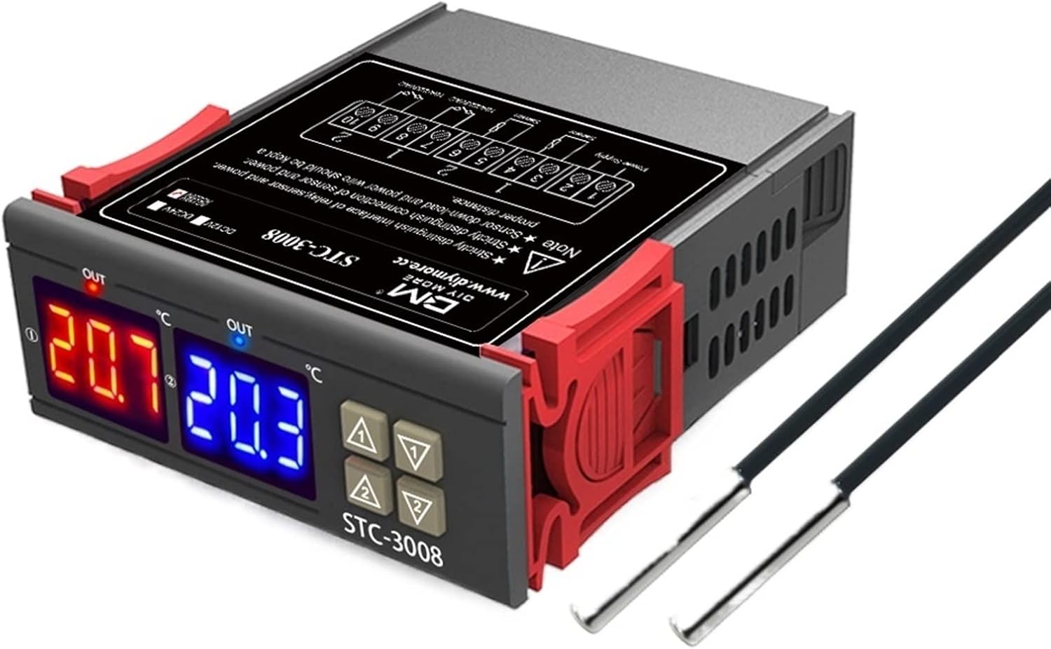 Amazon.com: STC-3008 Dual Digital Temperature Controller Two Relay Output DC 12V/24V AC 220V ...
