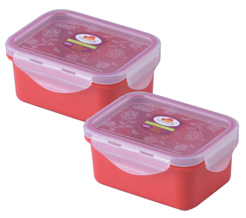 Buy Stylo 2 pc Rect Food Container 950ml- SM 401 - Solid Red Online at ...