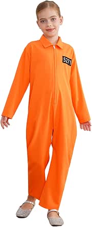 Amazon.com: Sywiyi Prisoner Costume Kids Orange Prison Jumpsuit for ...