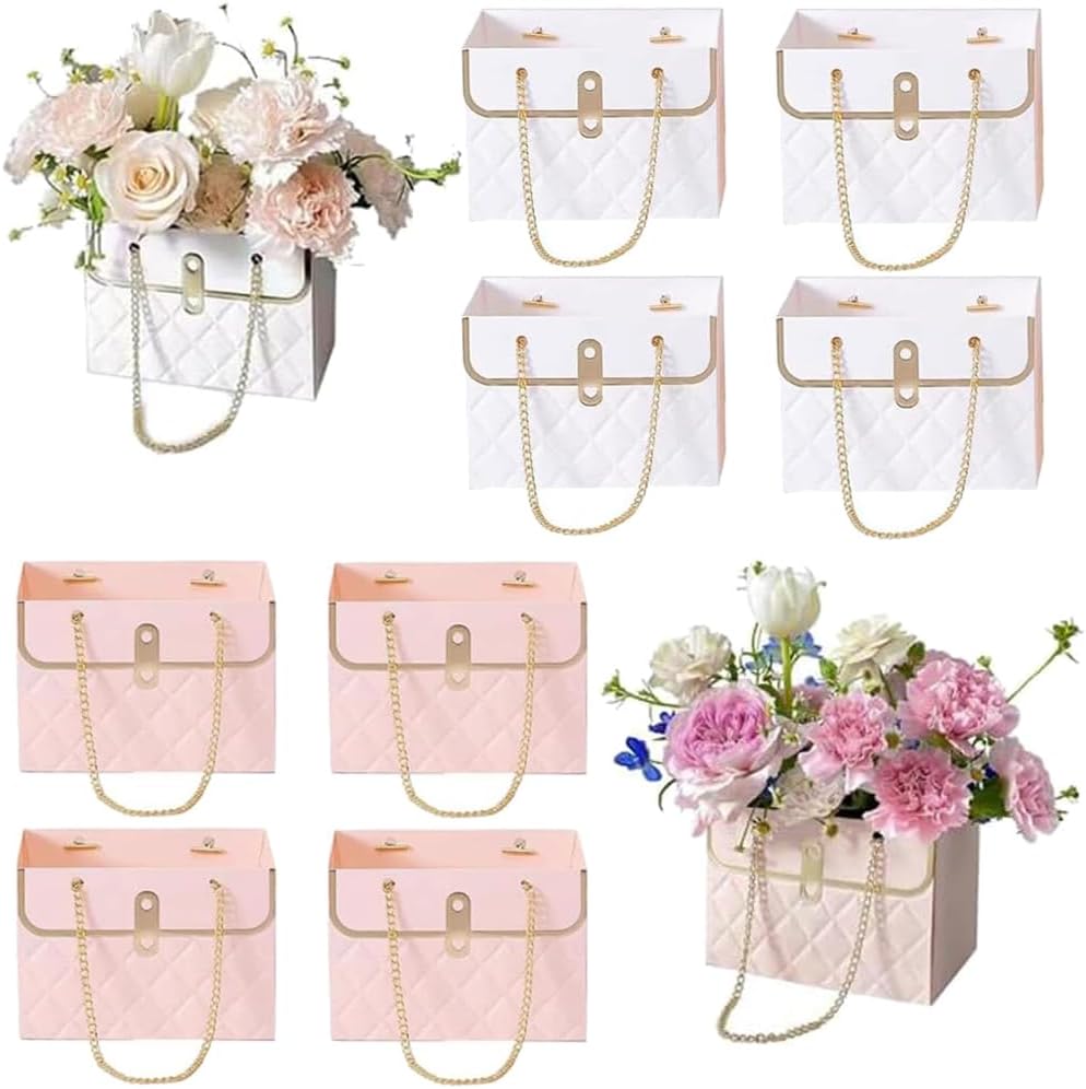 Amazon.com: 8PCS Flower Paper Gift Bag, Bouquet Storage Bucket Florist ...