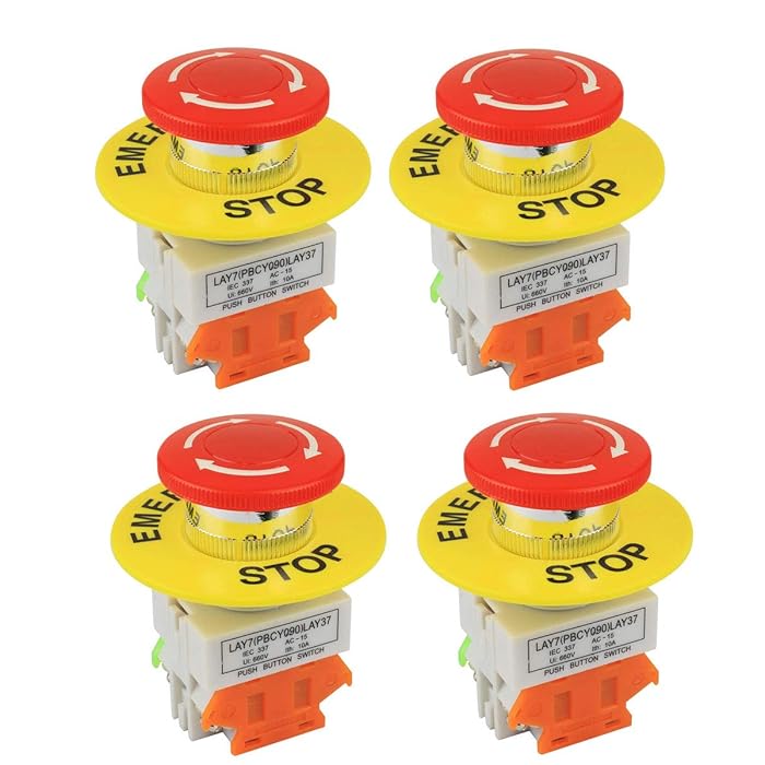 Buy Liberty 22mm mounting Hole Latch Emergency Stop Button Switch red ...