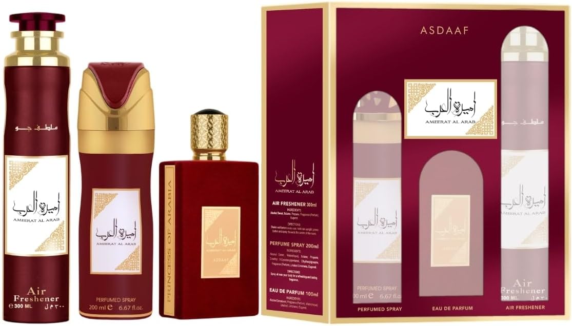 Amazon.com : Lattafa Asdaaf Ameerat Al Arab For Women 3 Piece Gift Set ...