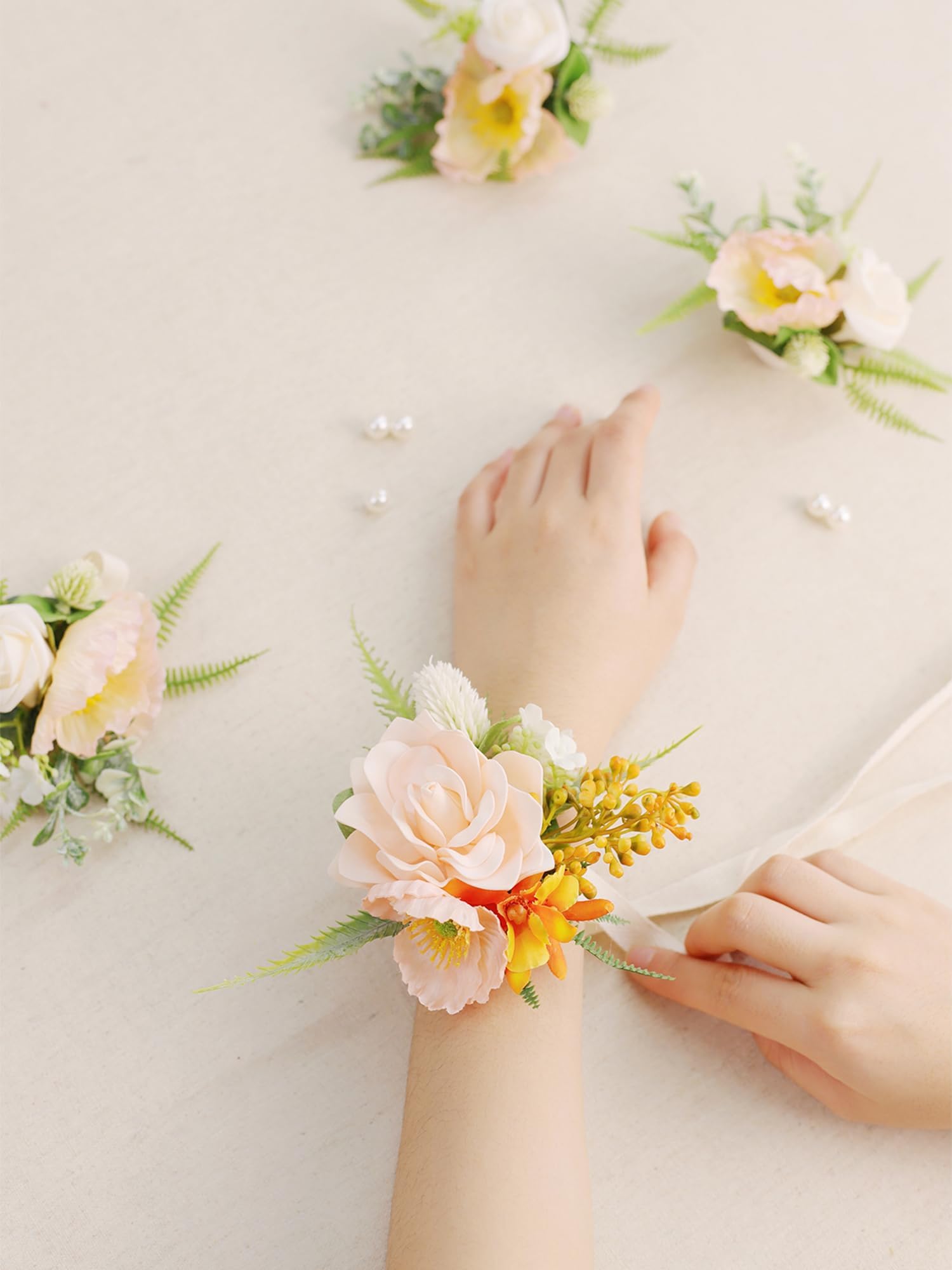 Snapklik.com : 7PCS Pink Wrist Corsages, Prom Flowers Corsages For Prom ...
