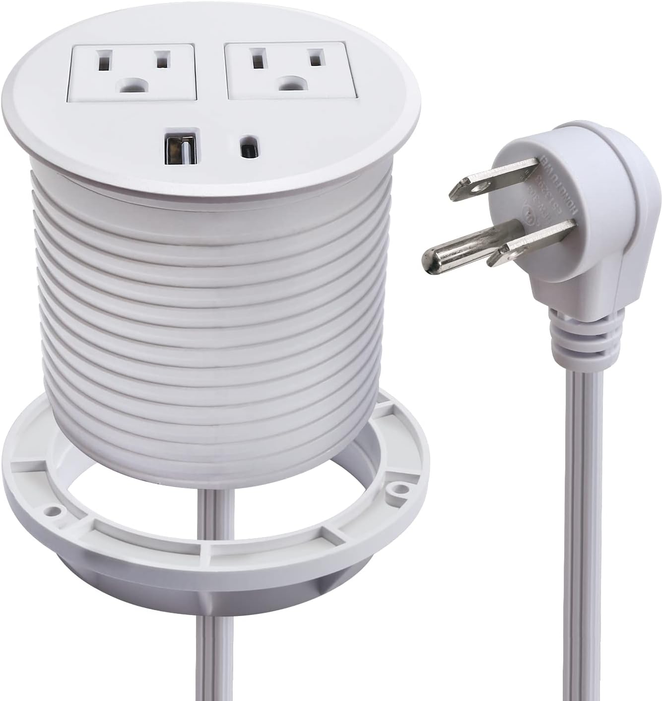 Amazon.com: Desk Power Grommet USB C Recessed Power Strip 2 Outlet 2 ...