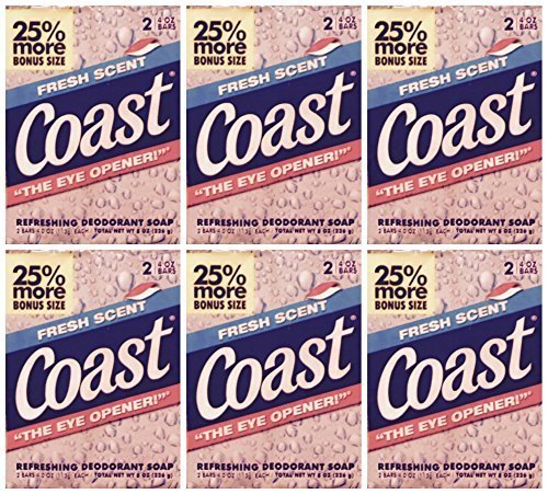 Amazon.com : Lot of 12 Bars COAST Bath Soap Fresh Scent Each bar is 4.0 ...
