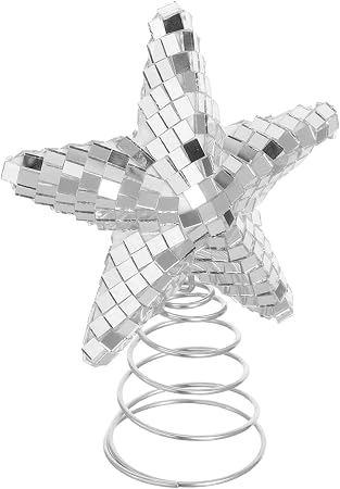 Amazon.com: Healifty Reflective Glass Disco Ball Tree Topper Silver ...