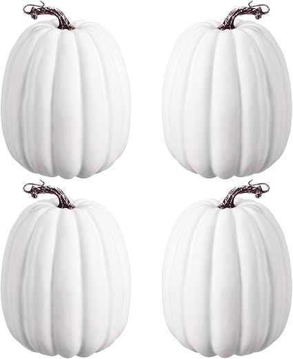 Amazon.com: Dandat 4 Pcs Thanksgiving Fall Large White Foam Pumpkins 8. ...