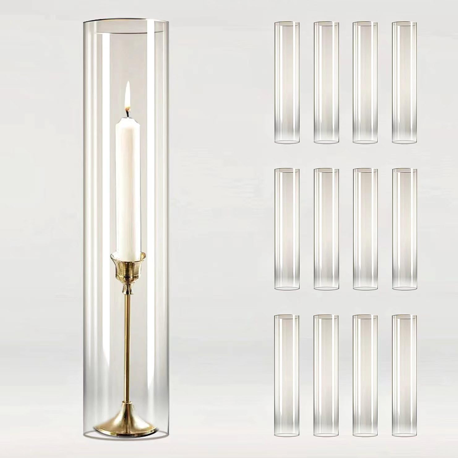 Amazon.com: Havawish 12 Pcs Glass Candle Stick Holder 13.8 Inch Tall ...
