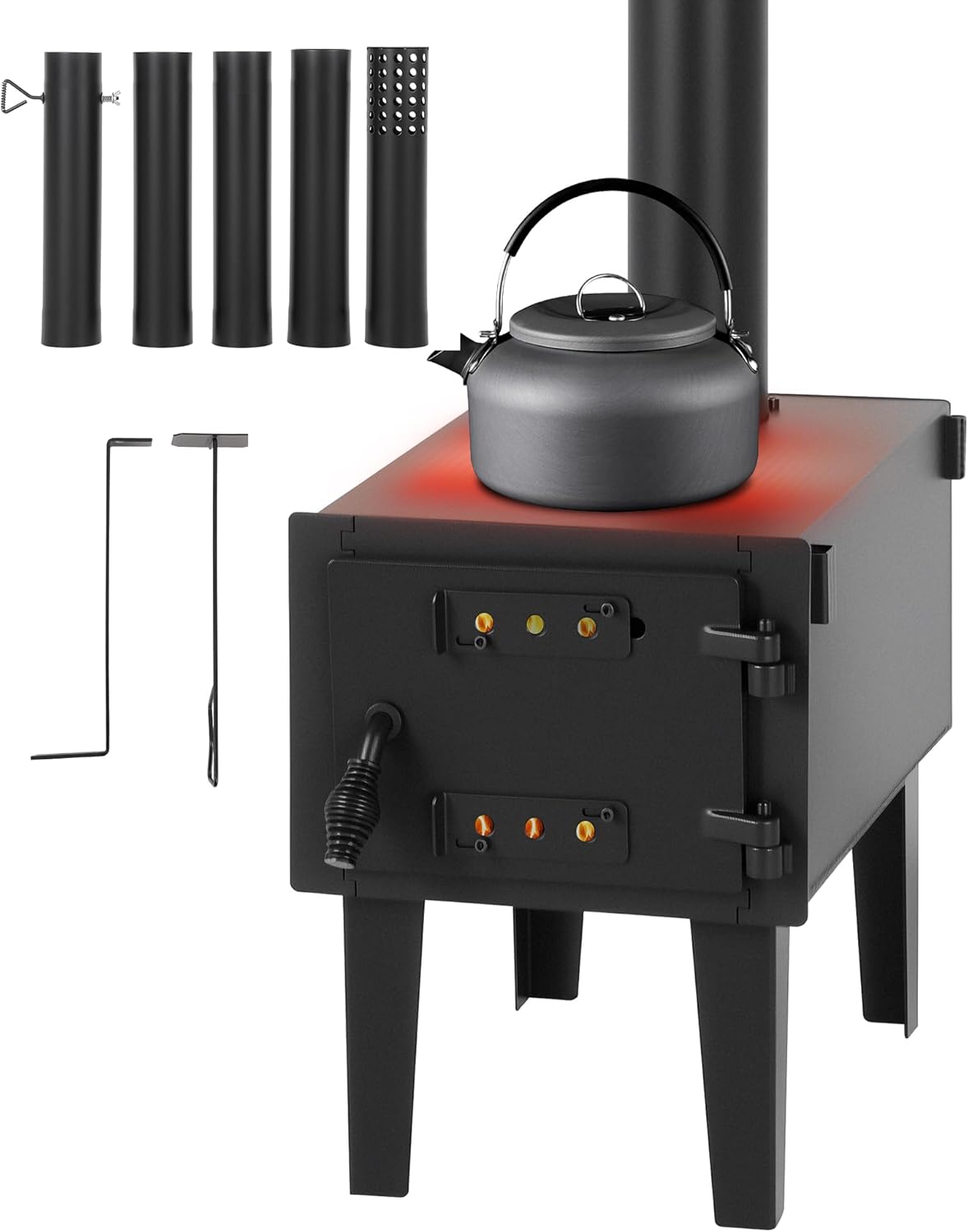 Amazon.com: Garvee Tent Stove with Long Chimney, Wood Burning Stove ...