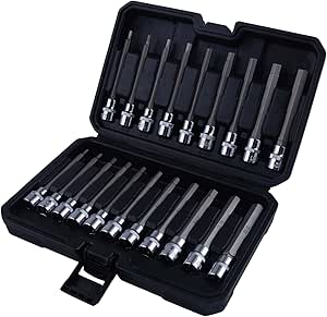 SPEEDWOX 20PC 3/8" Drive Extra Long Allen Hex Bit Socket Set Standard SAE and Metric (1/8 Inch ...