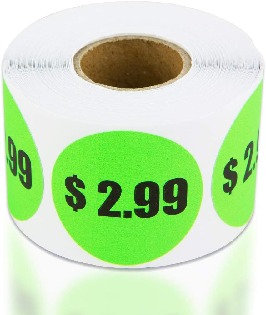 Amazon.com : 1000 Labels 1.5" Round Bright Red $1.99 Pricing Price ...