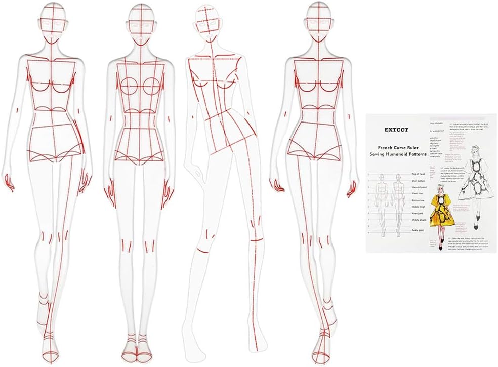 Amazon.com: Smala Fashion Illustration Rulers Sketching Templates ...
