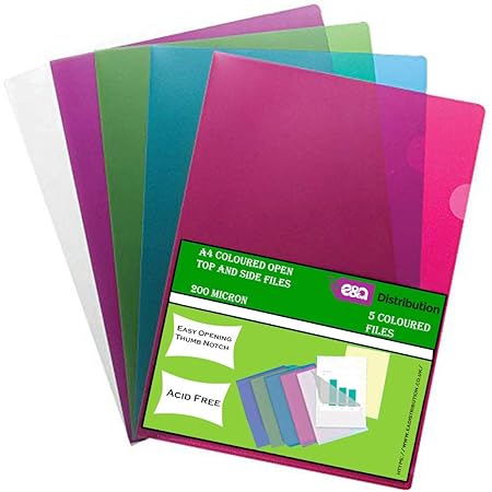 A4 Plastic Open Top & Side Bright Colour Report File Project Cover ...