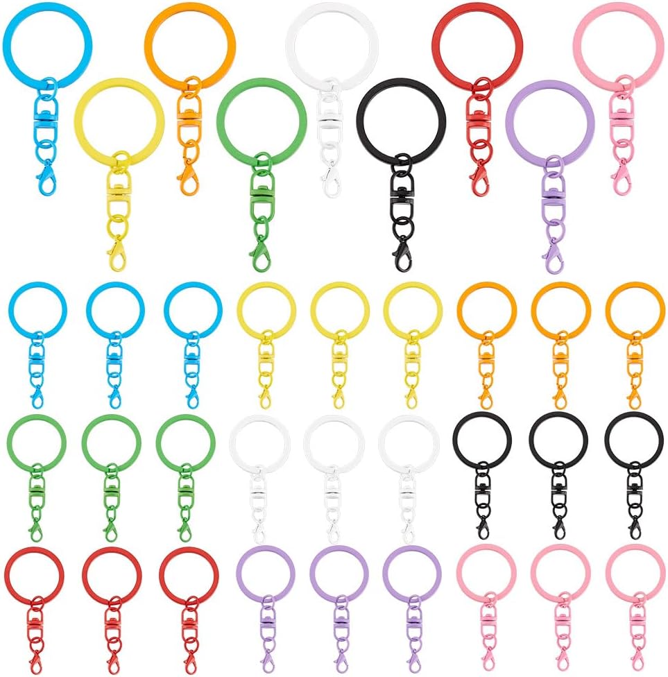 Amazon.com: PH PandaHall 36pcs 9 Colors Keychain Rings with Chain ...