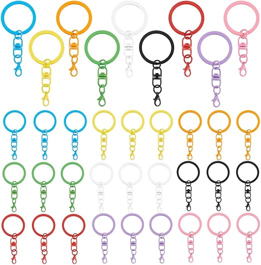 Amazon.com: PH PandaHall 36pcs 9 Colors Keychain Rings with Chain ...