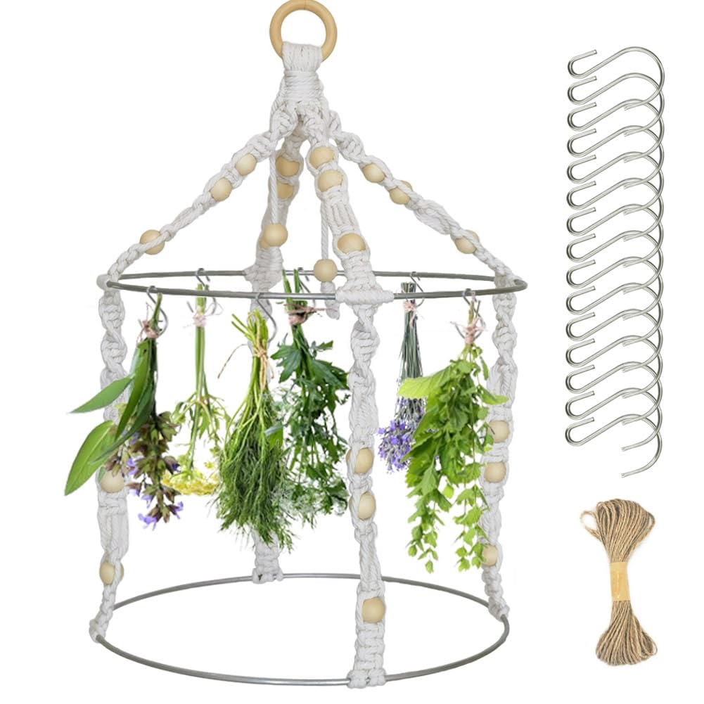 Amazon.com: BXHYOLY 2 Tier Herb Drying Rack Double Round Ring Hanging ...