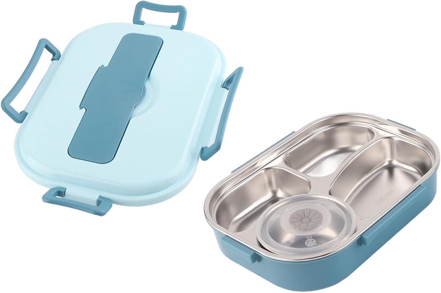Amazon.com: Bento Boxs Dinnerware 4‑Grid Lunch Box Stainless Steel Meal ...