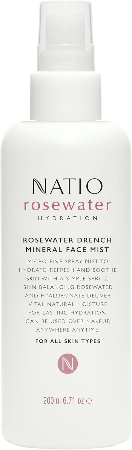 Natio Rosewater Hydration Drench Mineral Face Mist 200 ml, 200 ml : Amazon.com.au: Beauty