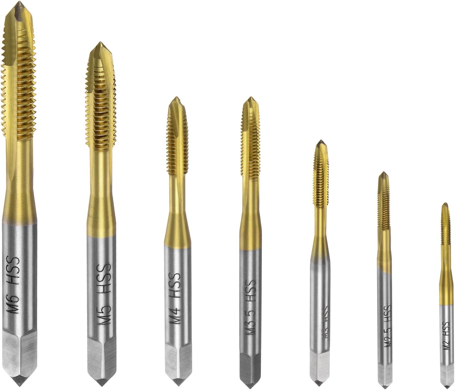 Amazon.com: uxcell Juego de grifos de punta en espiral M2 M2.5 M3 M3.5 M4 M5 M6 rosca métrica ...