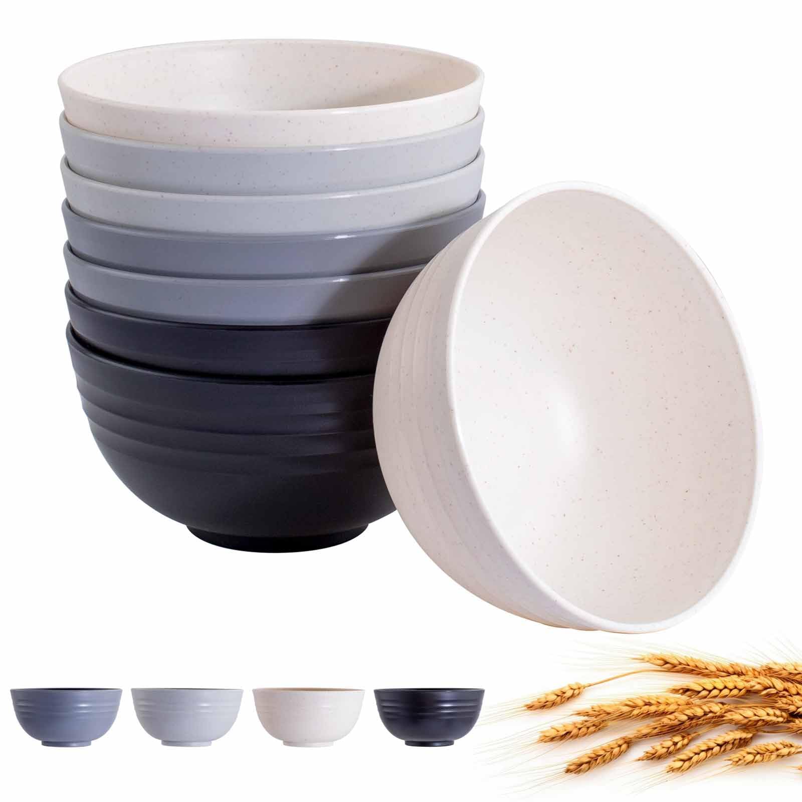 Amazon.com | Rubtlamp 8Pcs Unbreakable Bowls, 24 OZ Reusable Wheat ...