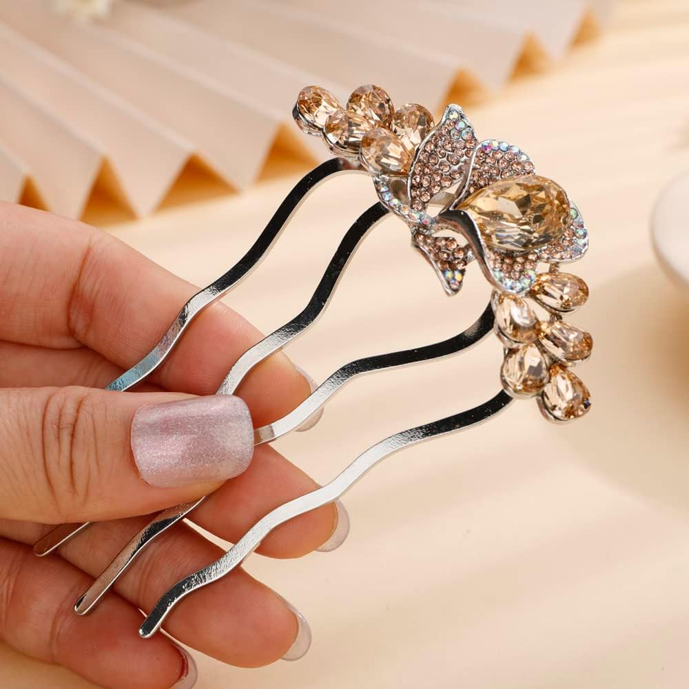 Amazon.com : Chmier Bridal Hair Comb Crystal Hair Comb Blue Rhinestone ...