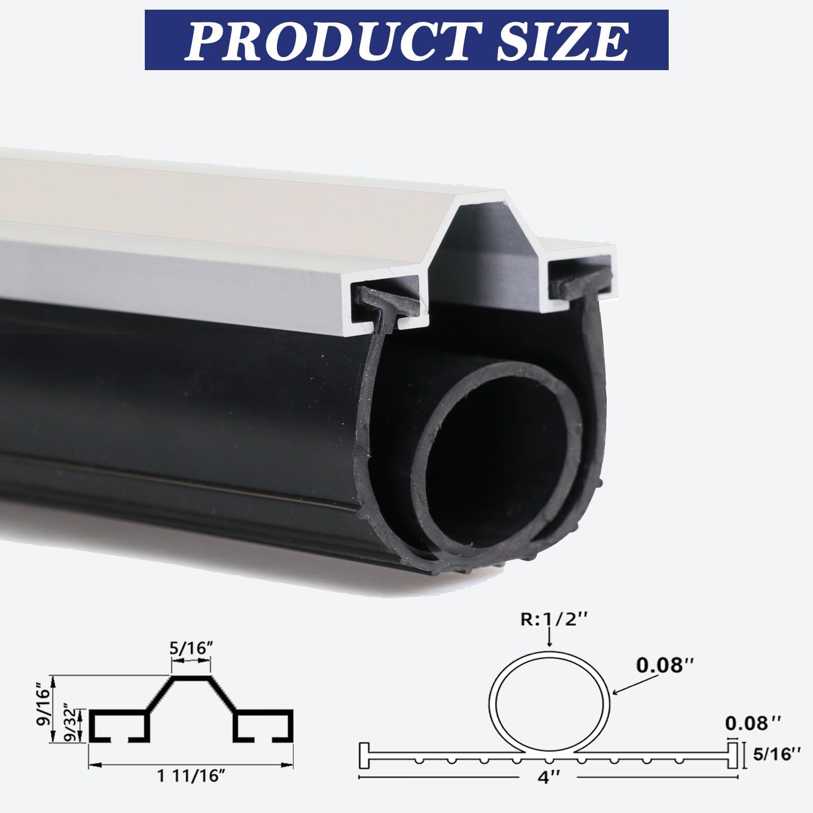 Snapklik.com : Ginchain Aluminum Track Garage Door Seals, U+O Shape ...