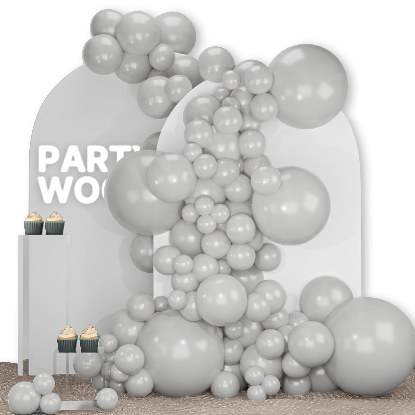 Amazon.com: PartyWoo Pastel Gray Balloons, 142 pcs Pale Gray Balloons ...