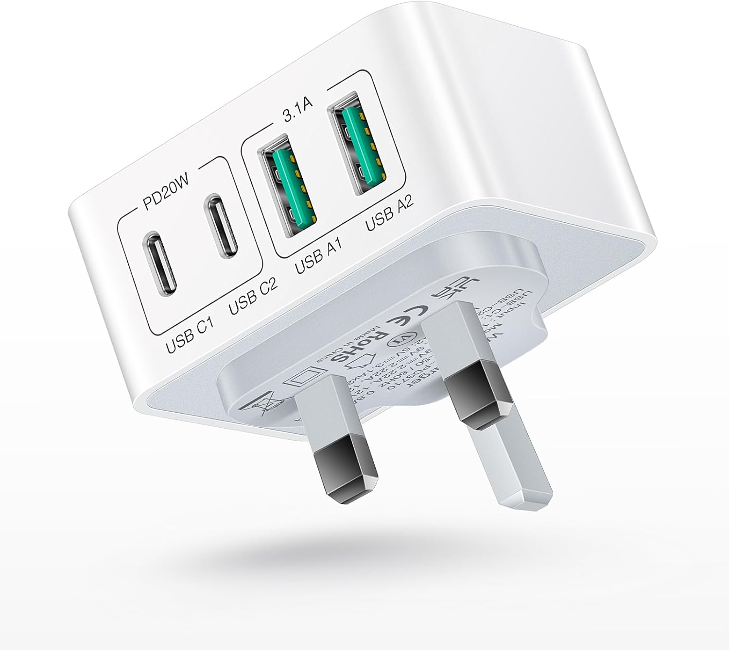 USB C Plug, Acezeek 40W 4-Port Fast Charger Plug, PD 3.0 Type C Charger ...