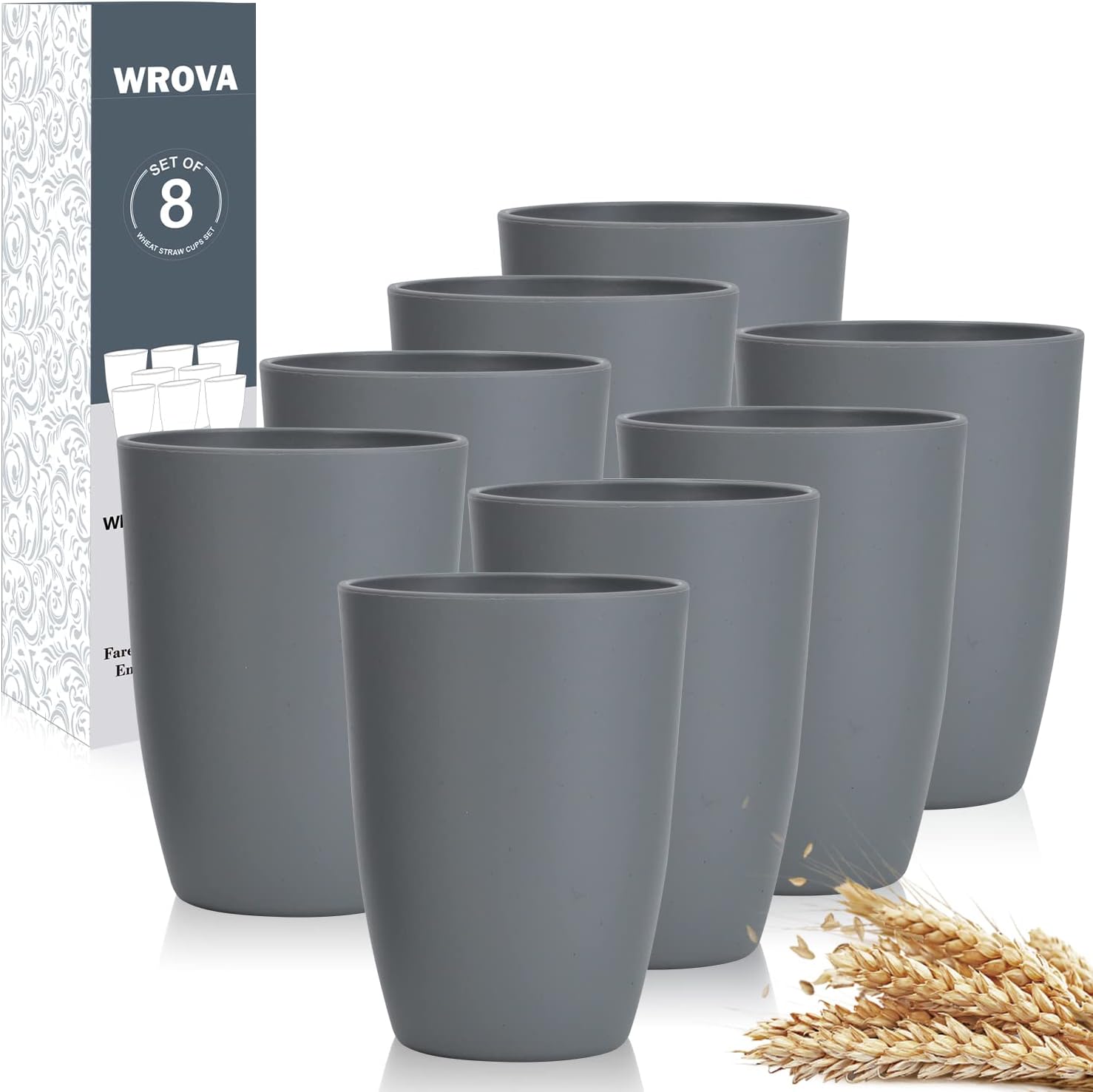 Amazon.com: Wheat Straw Cups 8 PCS Good Alternative to Plastic Reusable ...