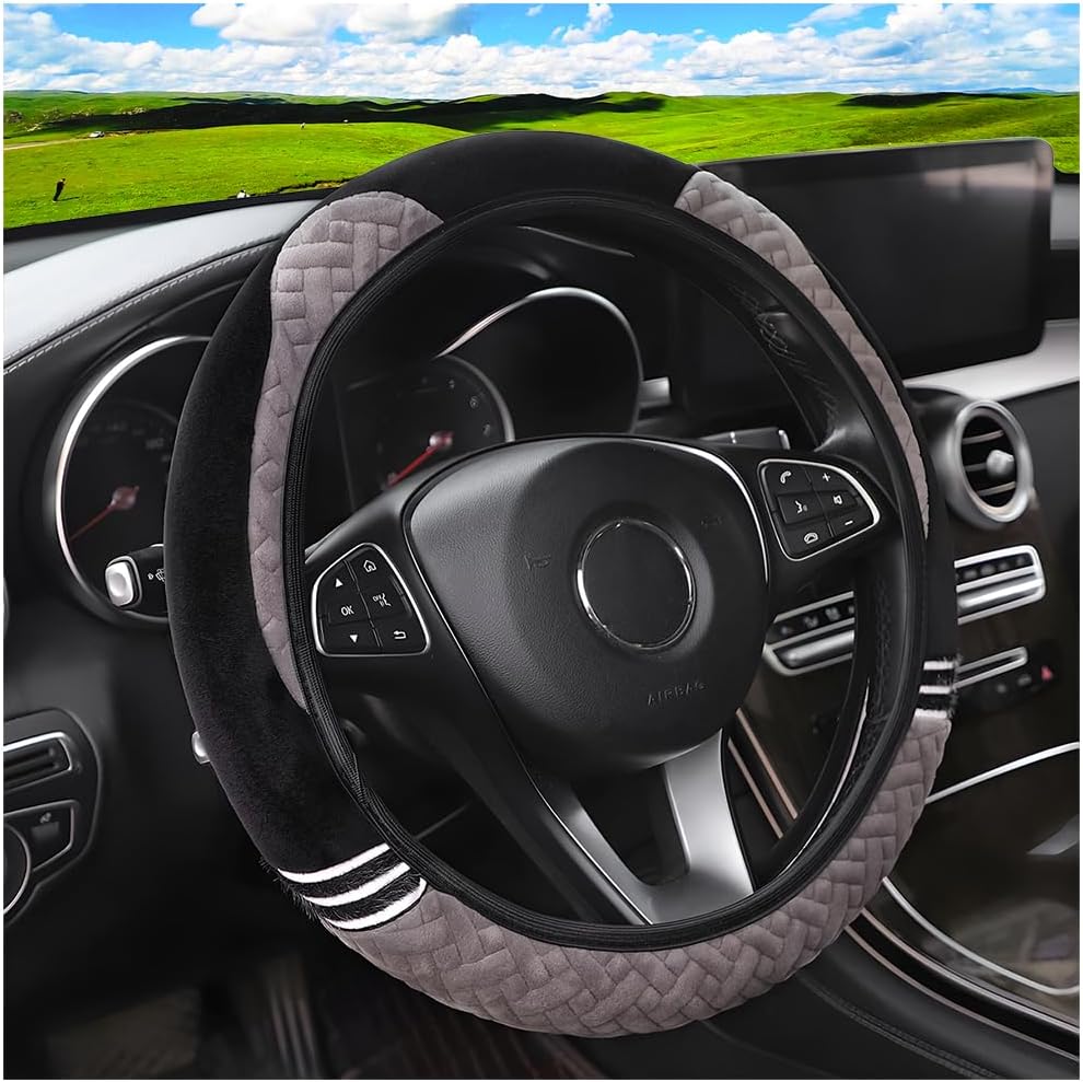 XINLIYA 15 Inch Car Plush Steering Wheel Cover for Winter Warm, Anti ...