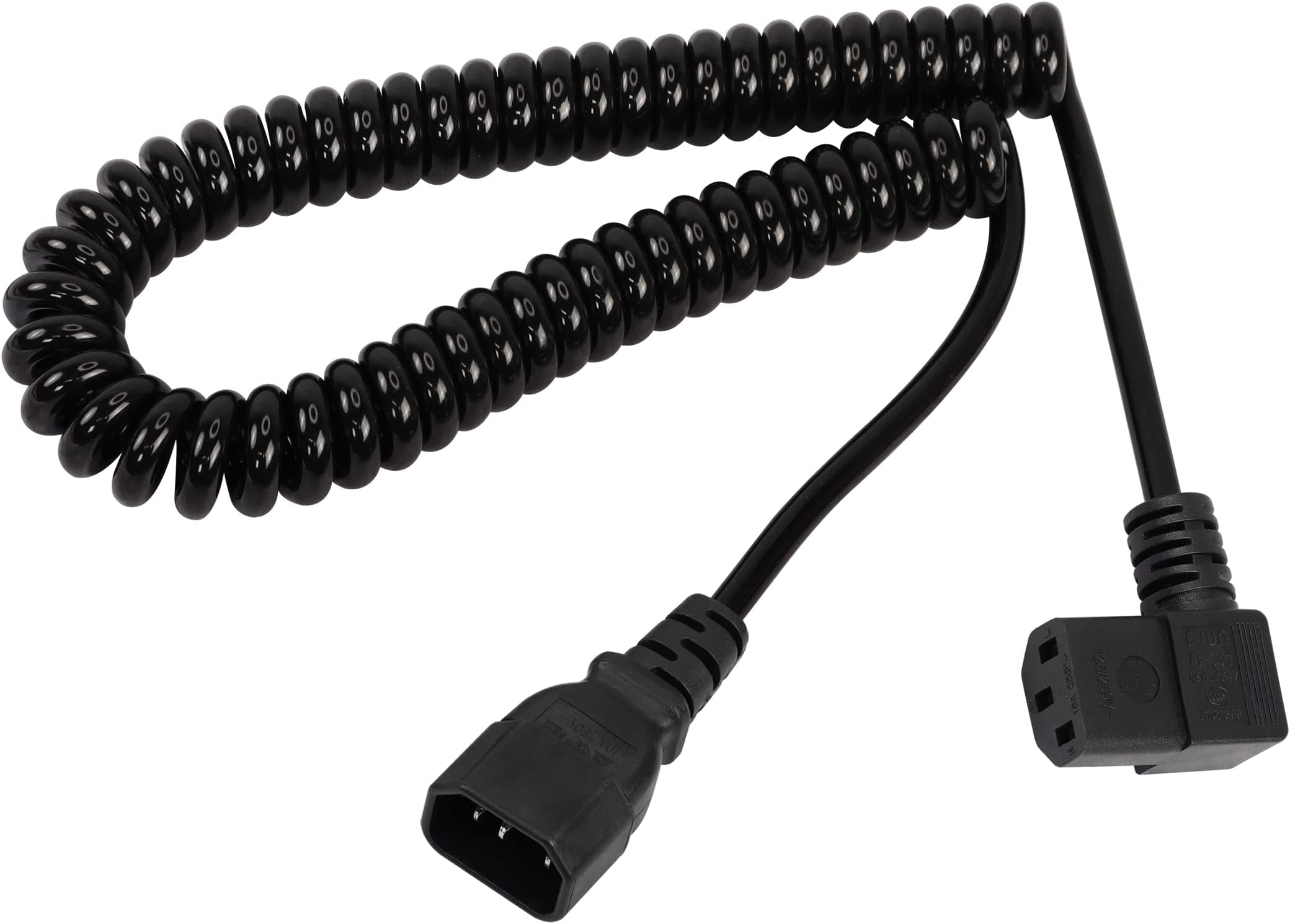 PUR CURLY SPIRAL ELECTRICAL MAINS CABLE & PLUG MULTI USE UP TO 4 METER ...