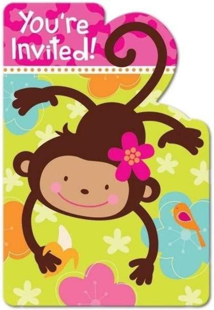 Amazon.com: Floral Monkey Invitations (8-pack) : Home & Kitchen