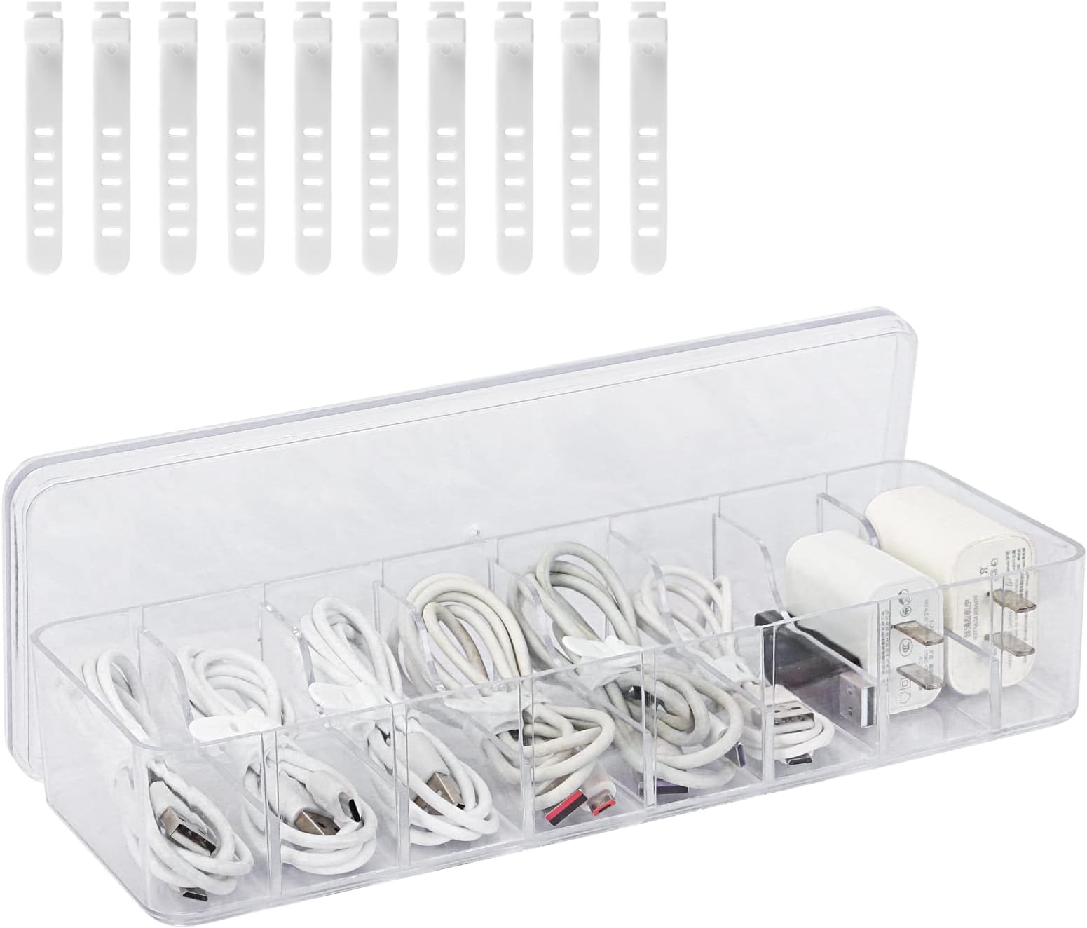WWW Cable Storage Box,Transparent 8 Grids Storage Power Cord/Cable ...