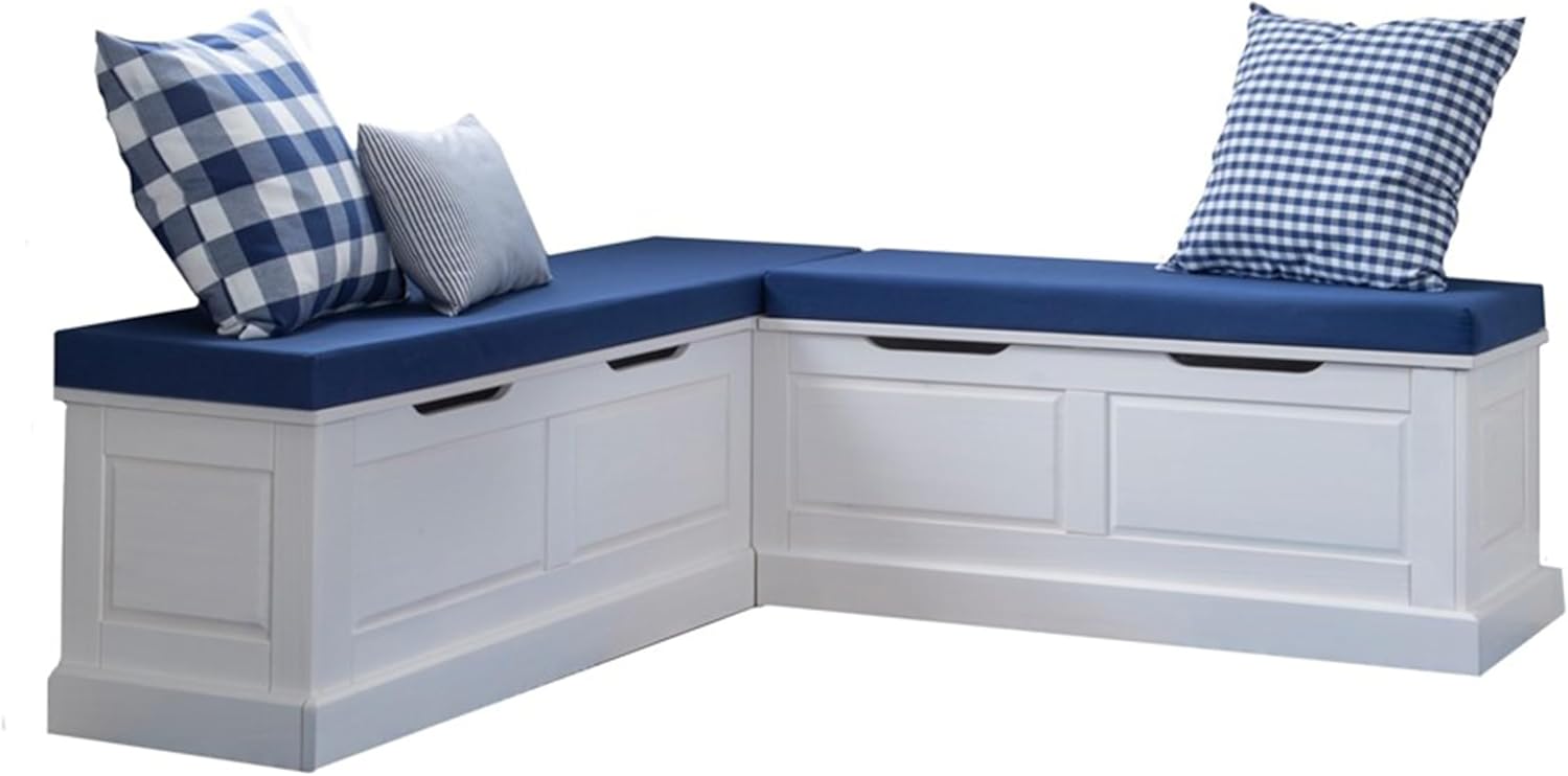 Amazon.com - Tobin White Dining Nook with Hidden Storage Includes Navy ...