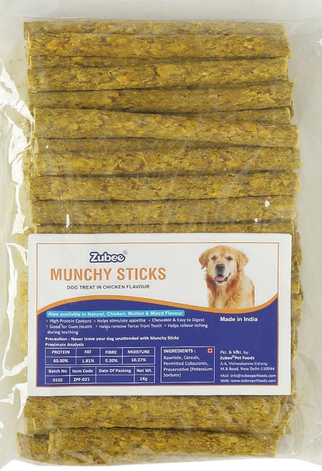 Zubee Dog Chew Chicken Flavour Munchy Sticks for All Life Stages ...