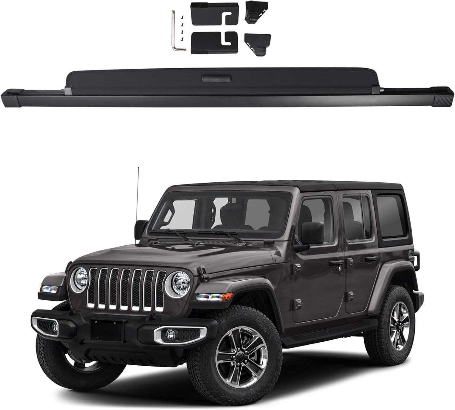 Amazon.com: DOLKSN Retractable Rear Cargo Cover Compatible with Jeep ...