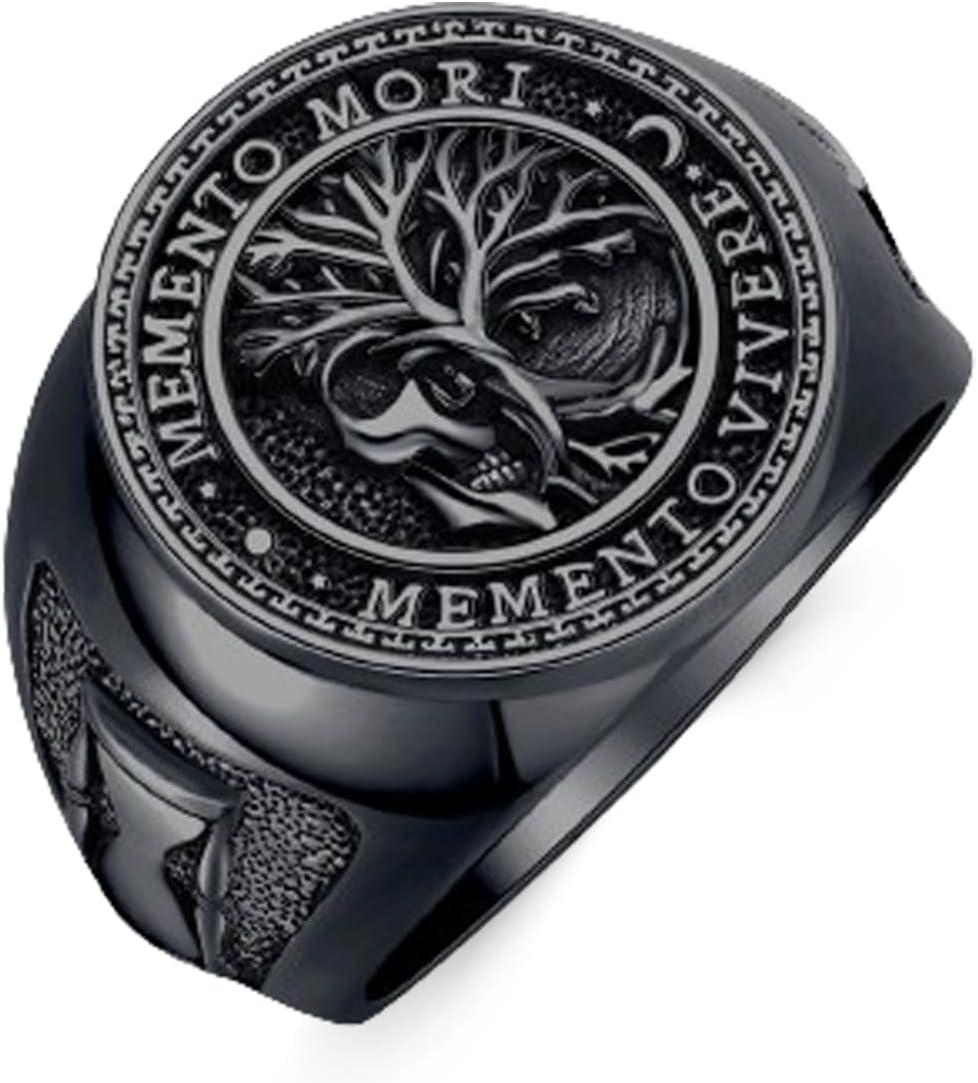 SIMONLY Memento Mori Ring for Men 925 Sterling Silver Tree of Life Ring ...