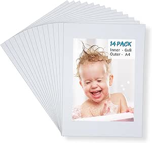 Amazon.com: Egofine A4 for 6x8 White Picture Mats Pack of 14, Frame ...