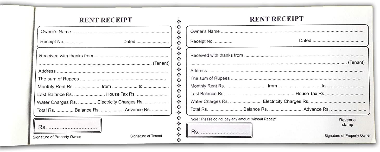 LRS Rent Receipt Book Long Type- 50 Sheets (Pack of 2) : Amazon.in: Office Products