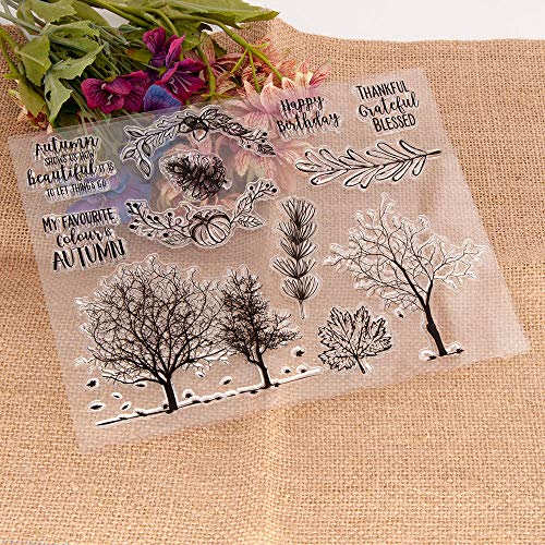 Snapklik.com : Autumn Trees Pine Nuts Pumpkin Clear Rubber Stamps Card ...