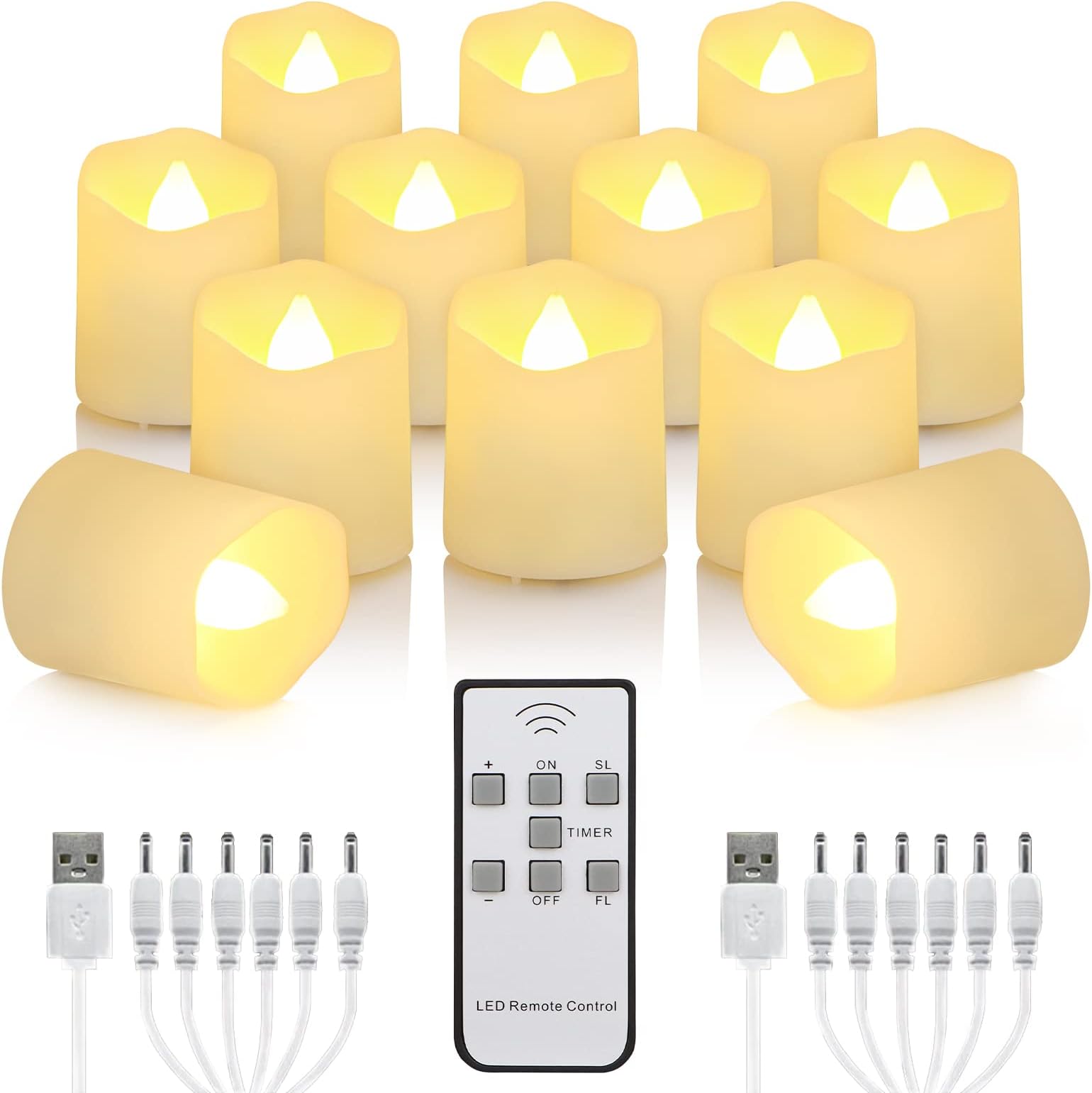 Amazon.com: Yme Rechargeable Tea Lights Candles, 12pcs Battery Operated ...