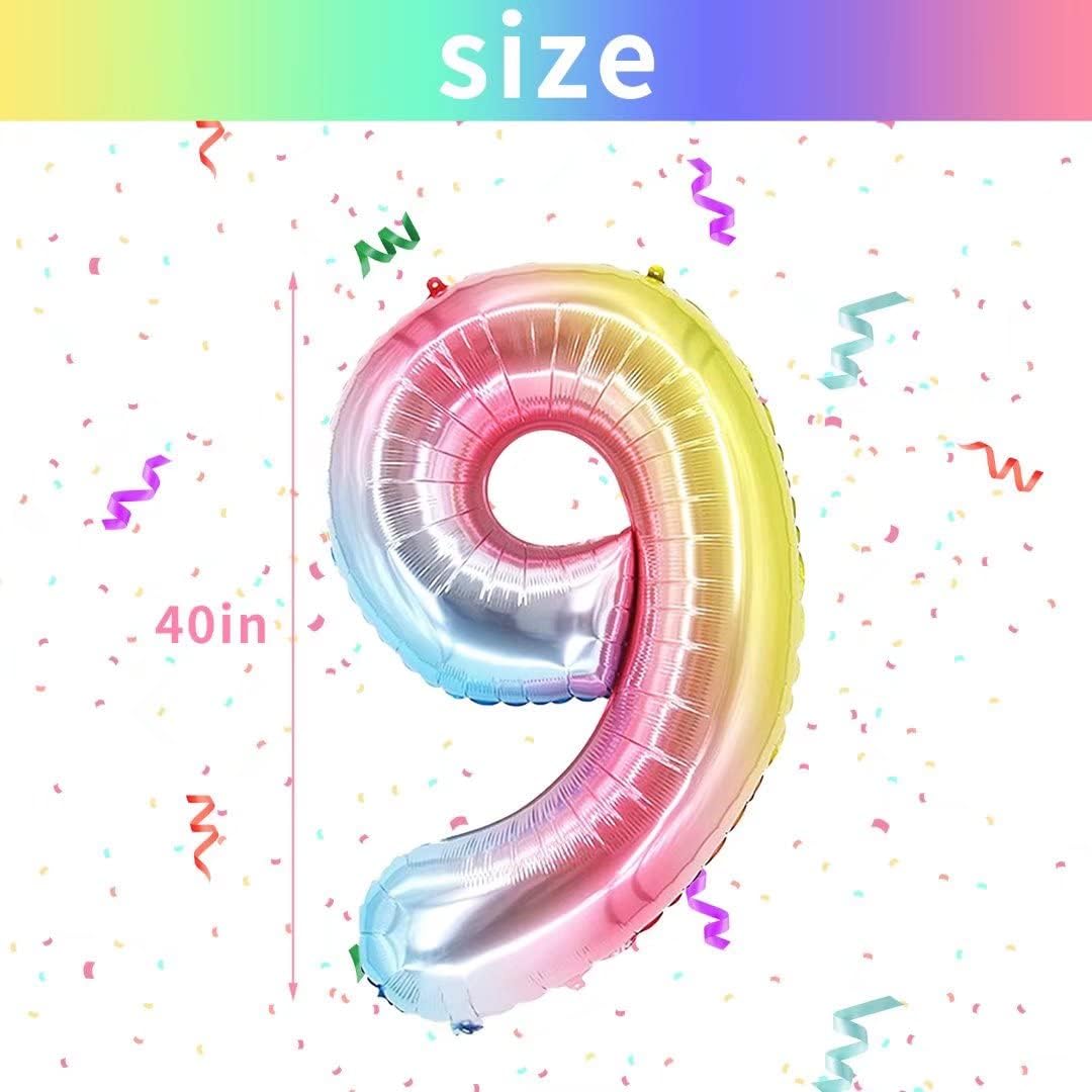 9th Girls Birthday Decorations – Pink 9th Balloons for Girl, Age 9 ...