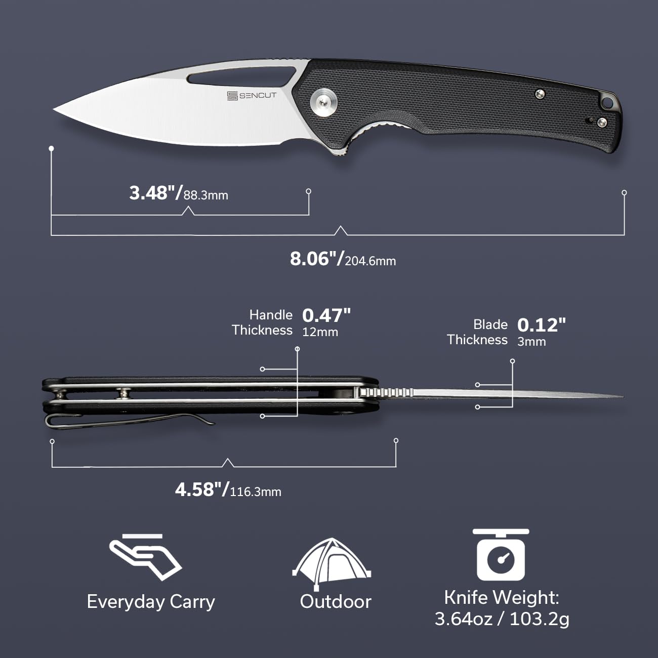 Snapklik.com : SENCUT Mims Pocket Knife For Men, Camping Folding Knife