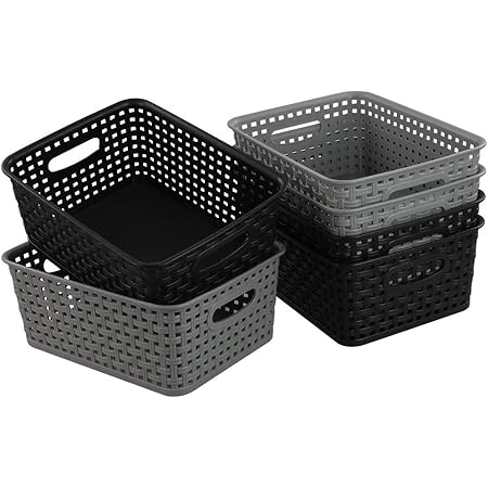 Amazon.com: Begale 6-Pack Plastic Storage Basket, Woven Storag Bin ...