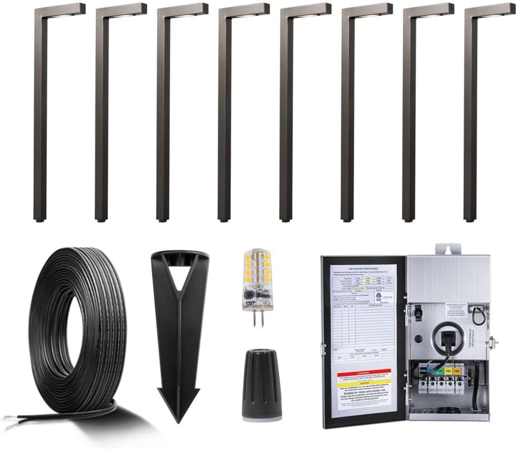 Gardenreet Brass Low Voltage Pathway Lights Kit(8 Pack) 12V LED with ...